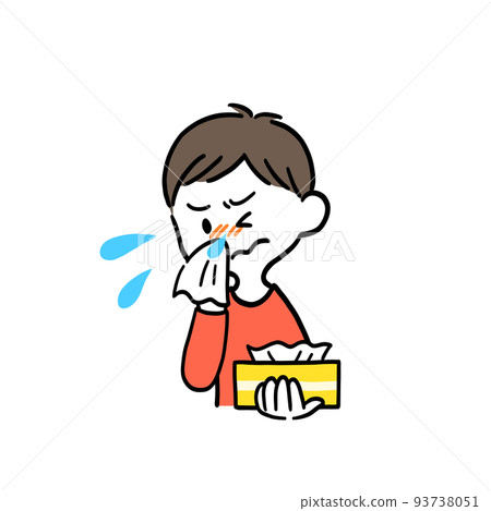 Boy who can't stop runny nose - Stock Illustration [93738051] - PIXTA