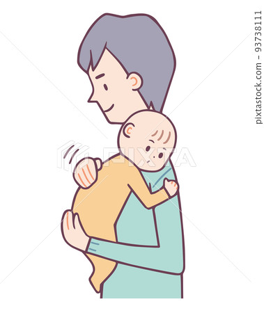 man rubbing baby's back - Stock Illustration [93738111] - PIXTA