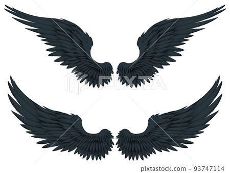 black wings wings flapping emblem - Stock Illustration [93747114] - PIXTA