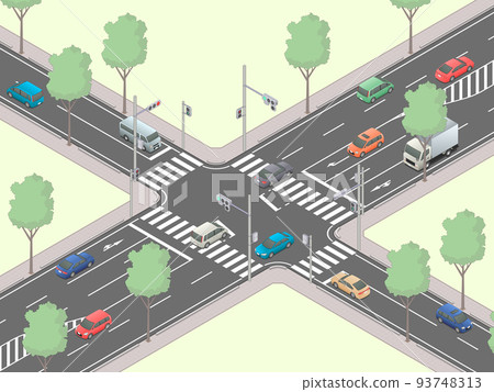 Japanese signalized intersection image [D]... - Stock Illustration ...