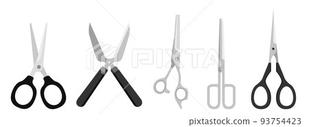 Collection set of isolated cartoon scissors object - Stock Illustration ...