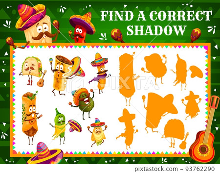 Find correct shadow of cartoon mexican tacos,... - Stock Illustration ...