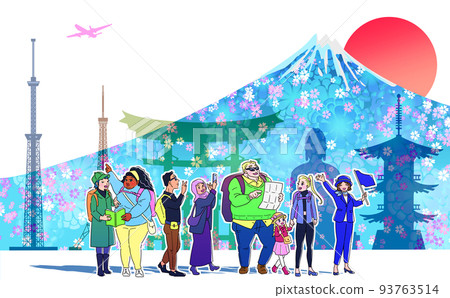 Smiling inbound tourists without masks Ver.... - Stock Illustration ...