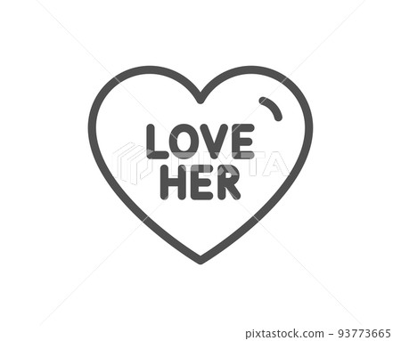 Love her line icon. Sweet heart sign. Valentine...-插圖素材 [93773665 ...