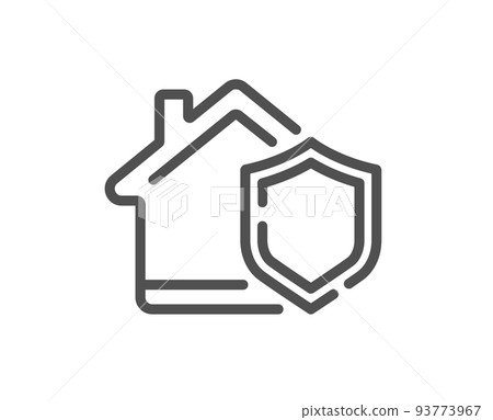 Home insurance line icon. House protect sign.... - Stock Illustration ...