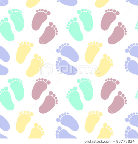 Seamless pattern, prints of children's feet on...-插圖素材 [93775824] - PIXTA圖庫