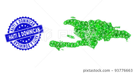 Rosette Rubber Badge With Green Vector Lowpoly... - Stock Illustration ...