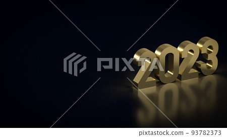 The gold number 2023 in black background 3d... - Stock Illustration ...