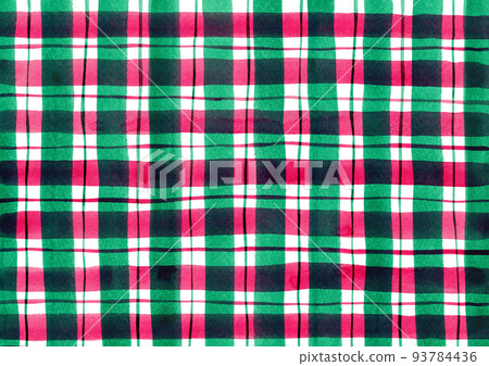 Hand-painted watercolor red and green check... - Stock Illustration ...