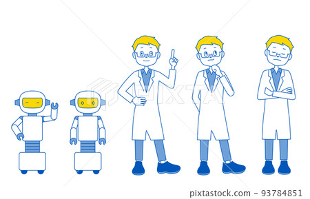 Illustration set of teachers and robots with... - Stock Illustration ...