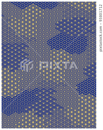Gorgeous Japanese Pattern Pattern Navy Back - Stock Illustration ...
