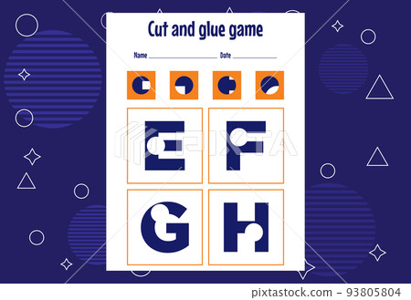 Cut and glue game for kids with Alphabet.... - Stock Illustration ...