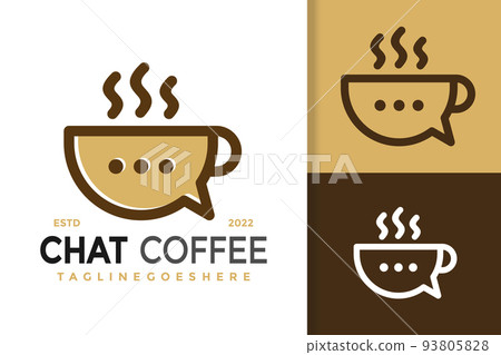 Chat Coffee Logo Design, brand identity logos... - Stock Illustration ...