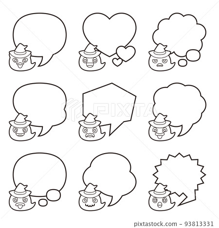 Halloween ghost speech bubble set coloring - Stock Illustration [93813331] - PIXTA