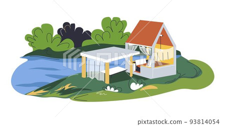 Eco resort or cabin for living on nature vector-插圖素材 [93814054] - PIXTA圖庫