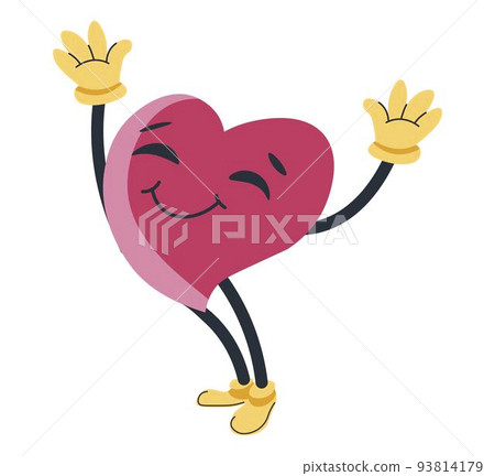Pleased and happy heart character, love symbol - Stock Illustration ...