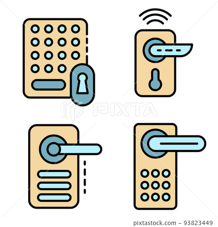 Wireless door lock icons set vector flat - Stock Illustration [93823449 ...