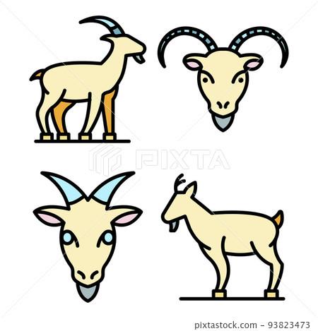 Goat icons set vector flat - Stock Illustration [93823473] - PIXTA