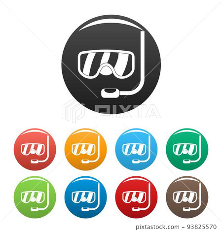 Scuba mask icons set color vector-插圖素材 [93825570] - PIXTA圖庫