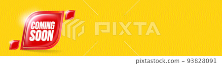 Coming soon horizontal banner and red button on... - Stock Illustration ...