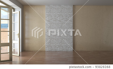 Empty Hotel Interior with Sea View. Room with... - Stock Illustration ...