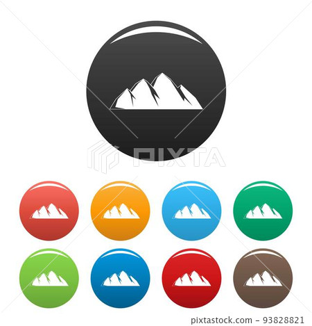 Large mountain icons set color vector - Stock Illustration [93828821 ...