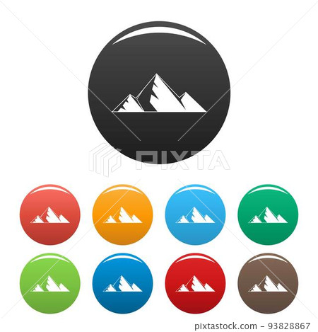 Mountain peak icons set color vector - Stock Illustration [93828867 ...