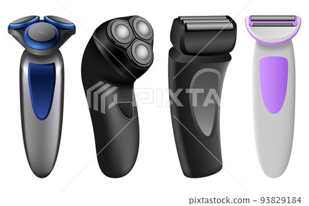 Shaver razor electric mockup set, realistic style - Stock Illustration ...