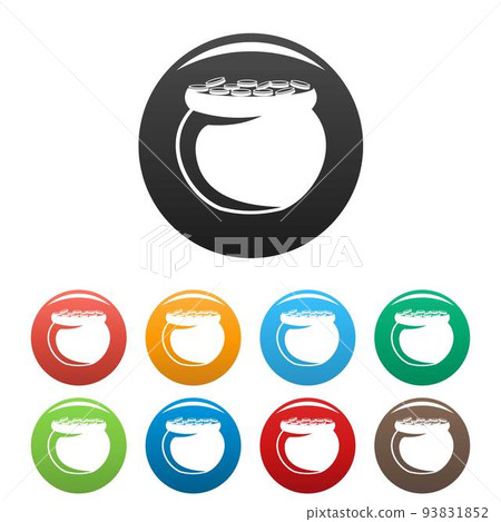 Pot coin icons set color vector - Stock Illustration [93831852] - PIXTA