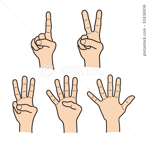 Number hand sign illustration set - Stock Illustration [93836936] - PIXTA