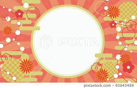 Retro Japanese pattern frame red - Stock Illustration [93843489] - PIXTA