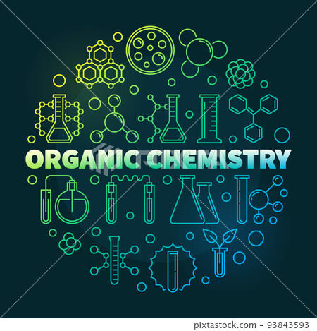 Organic Chemistry vector colored outline round... - Stock Illustration ...