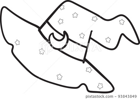cute Halloween witch hat outline element - Stock Illustration [93843849 ...