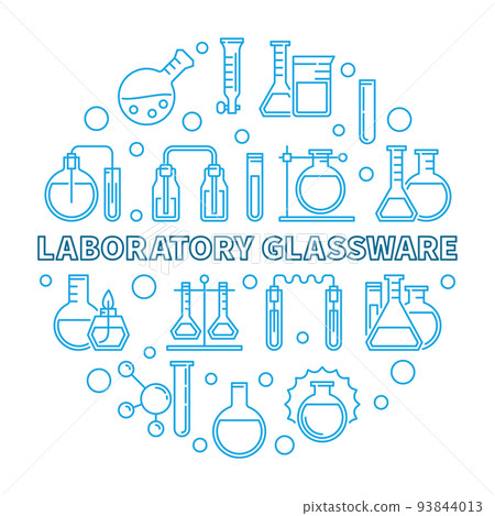 Laboratory Glassware vector concept round line... - Stock Illustration ...