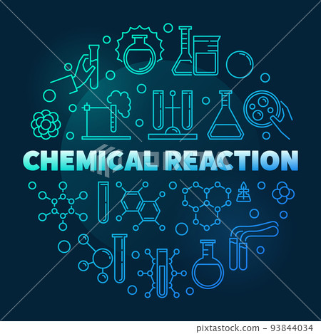 Chemical Reaction vector blue round outline... - Stock Illustration ...