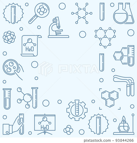 Chemical vector outline blue illustration with... - Stock Illustration ...