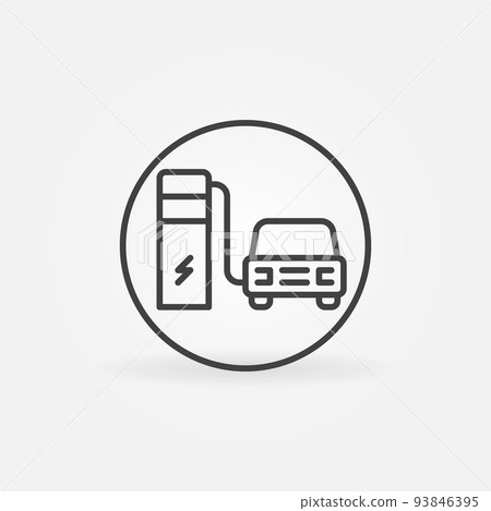 EV at Charging Station outline vector concept... - Stock Illustration ...