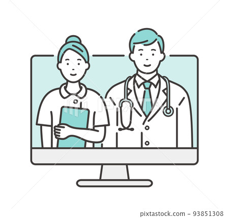 Online doctor remote medical treatment with a... - Stock Illustration ...