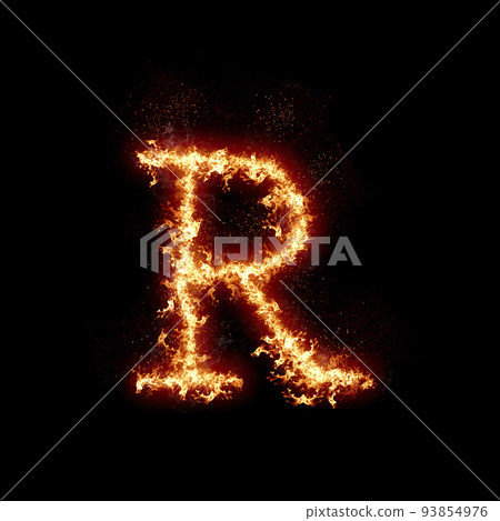 Letter R burning in fire, digital art isolated... - Stock Illustration ...