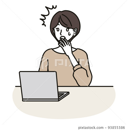 Surprised woman looking at computer screen - Stock Illustration ...