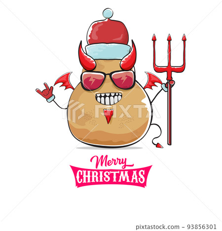 vector funny cartoon cute demon potato with... - Stock Illustration ...