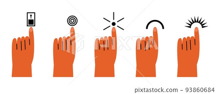Finger point out on different signs. Hands... - Stock Illustration ...