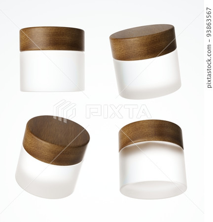 Four different views of frosted glass cream jar... - Stock Illustration [93863567] - PIXTA