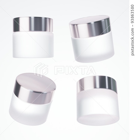 Four different views of frosted glass cream jar... - Stock Illustration [93863580] - PIXTA