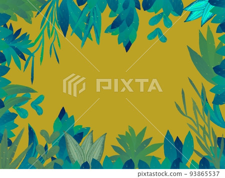 Tropical style leaf surround yellow background - Stock Illustration ...