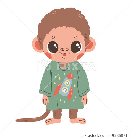 Baby monkey in t shirt with rocket kids vector - Stock Illustration ...