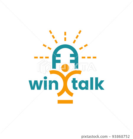 Win talk logo vector with people and microphone... - Stock Illustration ...