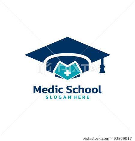 Graduate hat and medical book logo vector.... - Stock Illustration ...