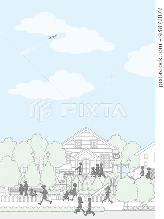Cityscape vector illustration. People's daily... - Stock Illustration ...