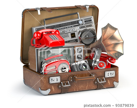 Vintage electrical and electronic appliances in... - Stock Illustration ...